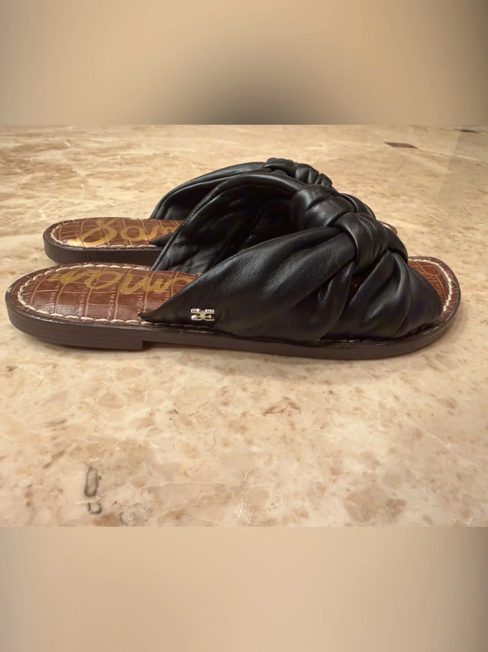 Sam Edelman | Shoes | Sam Edelman Black Knotted Leather Slide Mules ...